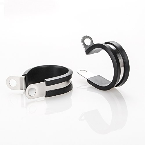 Cable Clamps Assortment Kit, LOKMAN 44 Pieces Stainless Steel Rubber Cushion Pipe Clamps Assorted in 5 Size 1/4'' 5/16'' 3/8'' 1/2'' 5/8'', Come With Durable PP Storage Case with Chart