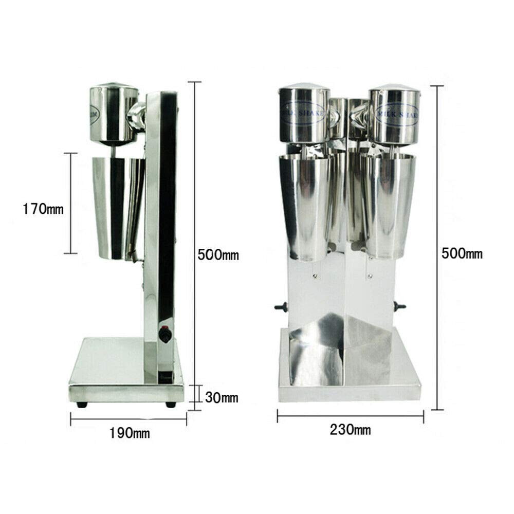 Electric Milkshake Maker, 110V 18000RMP Commercial Stainless Steel Drink Mixer Machine Smoothie Malt Blender with 2 Speed Adjustable (Double Head)