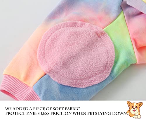 Dog Cotton Tie dye Hoodie Pink Pullover Sweatshirts Soft and Stretch Pets Clothes Hooded for Small Dogs(Pink S)