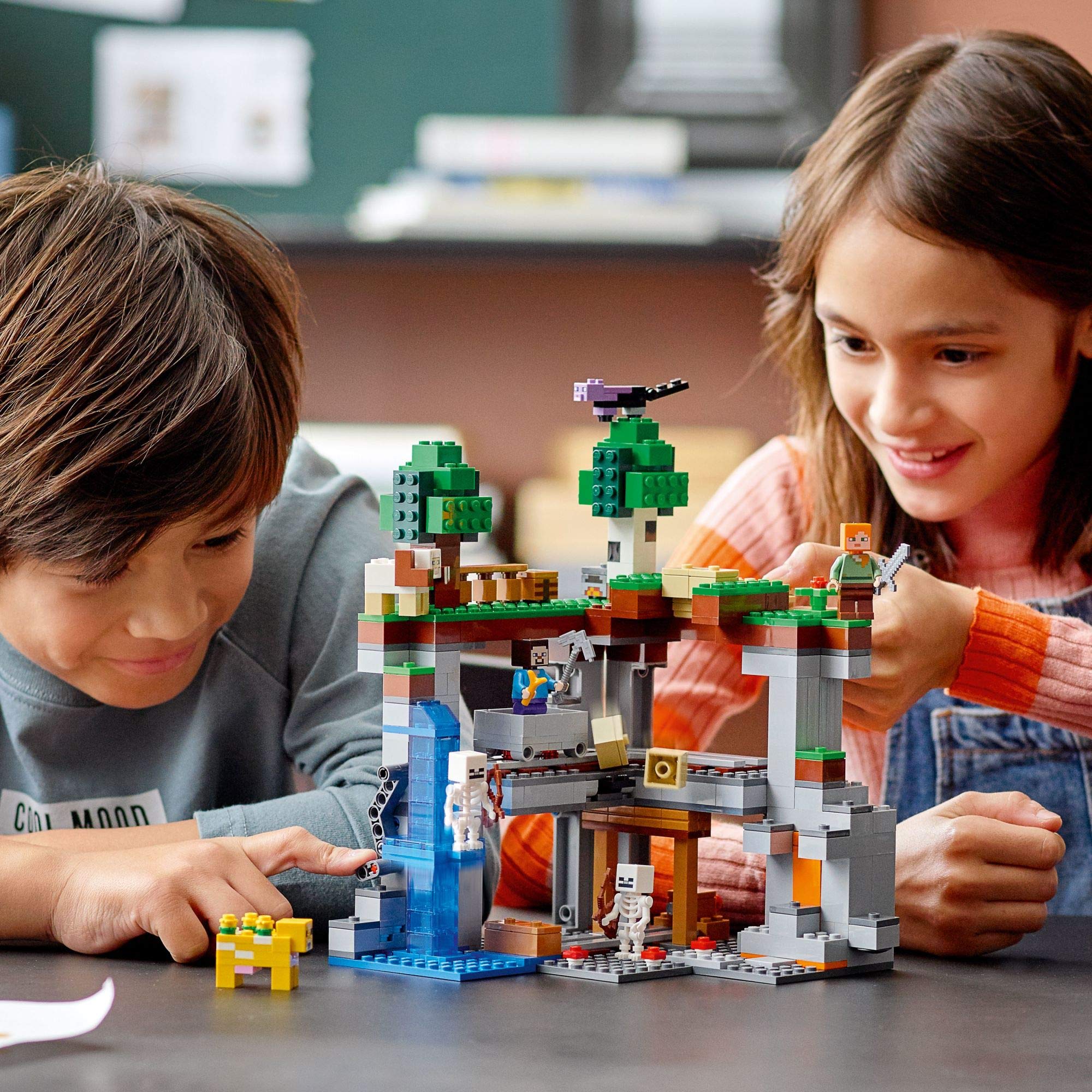 LEGO Minecraft The First Adventure 21169 Hands-On Minecraft Playset; Fun Toy Featuring Steve, Alex, a Skeleton, Dyed Cat, Moobloom and Horned Sheep, New 2021 (542 Pieces)