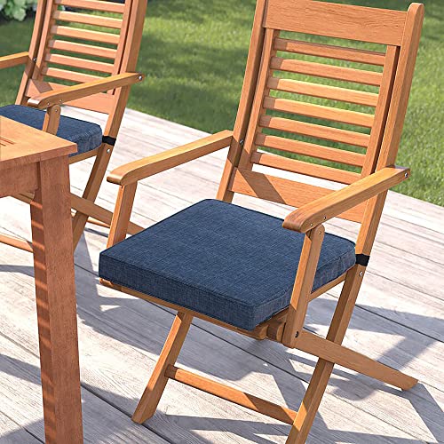 Magpie Fabrics Indoor/Outdoor Waterproof Square Corner Seat Cushion, 18" x 18" x 2.5", 2 Pack, Weather Resistant Universal Seat Cushions, for Patio Garden Dining(Navy Blue Textured)