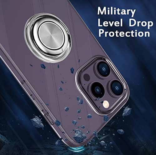 Guuboly Crystal Clear iPhone 14 Pro Max Case - 6.7" Ring Holder Kickstand, Slim, Shock Absorption Bumper