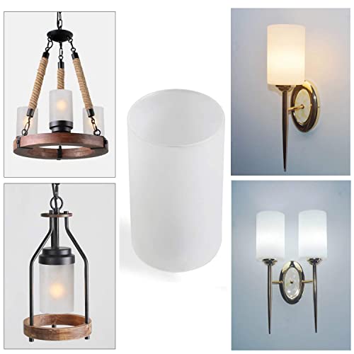 Frosted Light Shade Glass Lamp Shade Pendant Light Shade Replacement Light Fixture Cylinder Shade Diameter 3.5" Height 5.5" Fitter 1.65" (2 Packs)