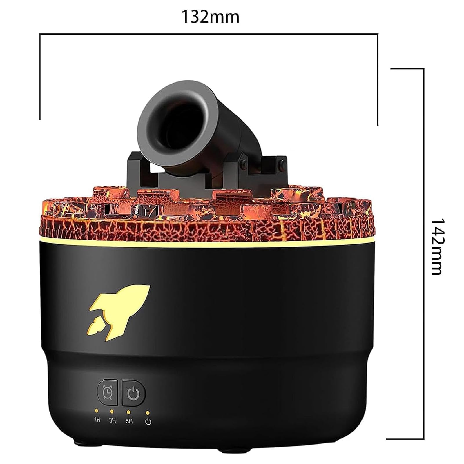 Cannon Blast Aroma Humidifier, Cannon Humidifier, Yellow Cane Humidifier, Creative Turret Colorful Crack Aroma Humidifier, Small Home Desktop Humidifier, Humidifier Quiet Flame Diffuser (Black)