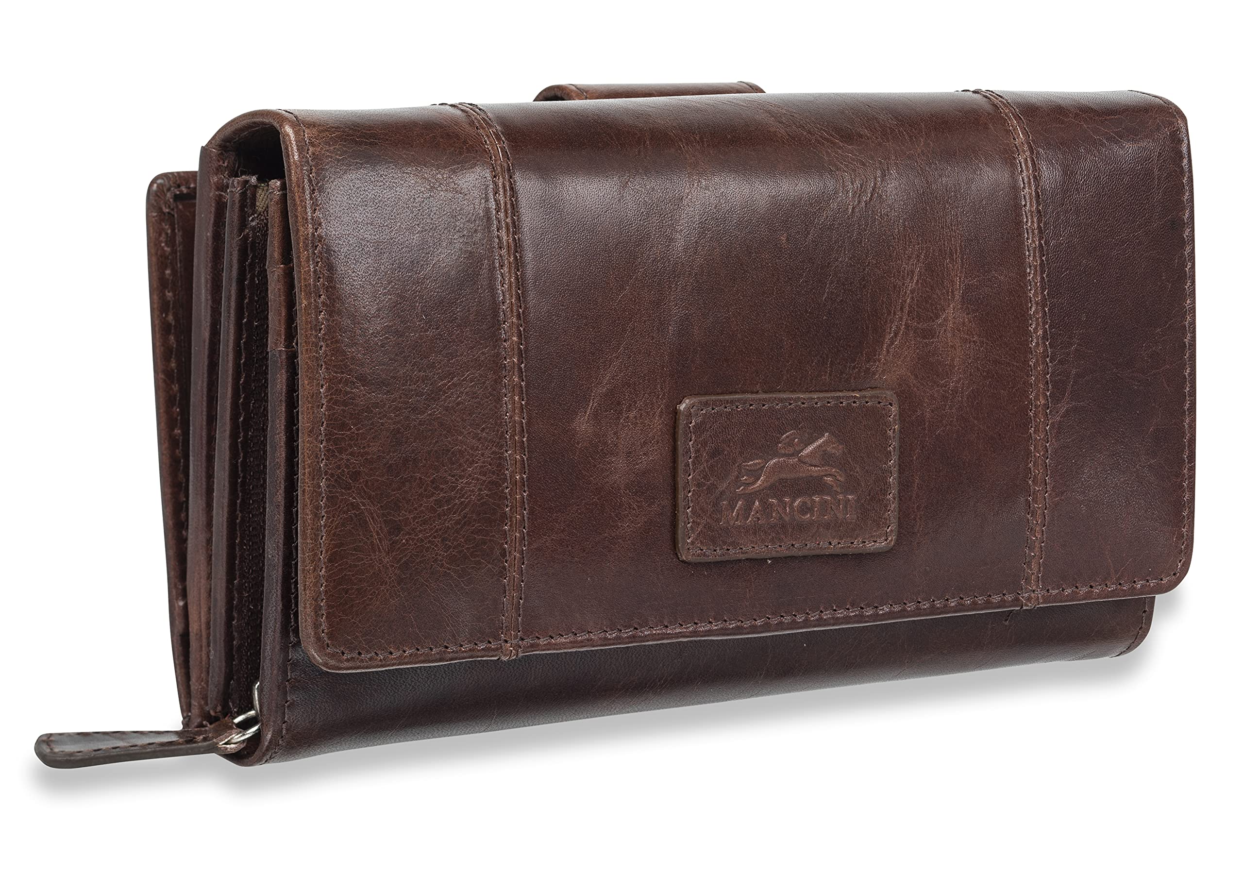 Mancini Casablanca RFID Secure Ladies Clutch Wallet,Color Brown-One Size,8700300-bn,One Size