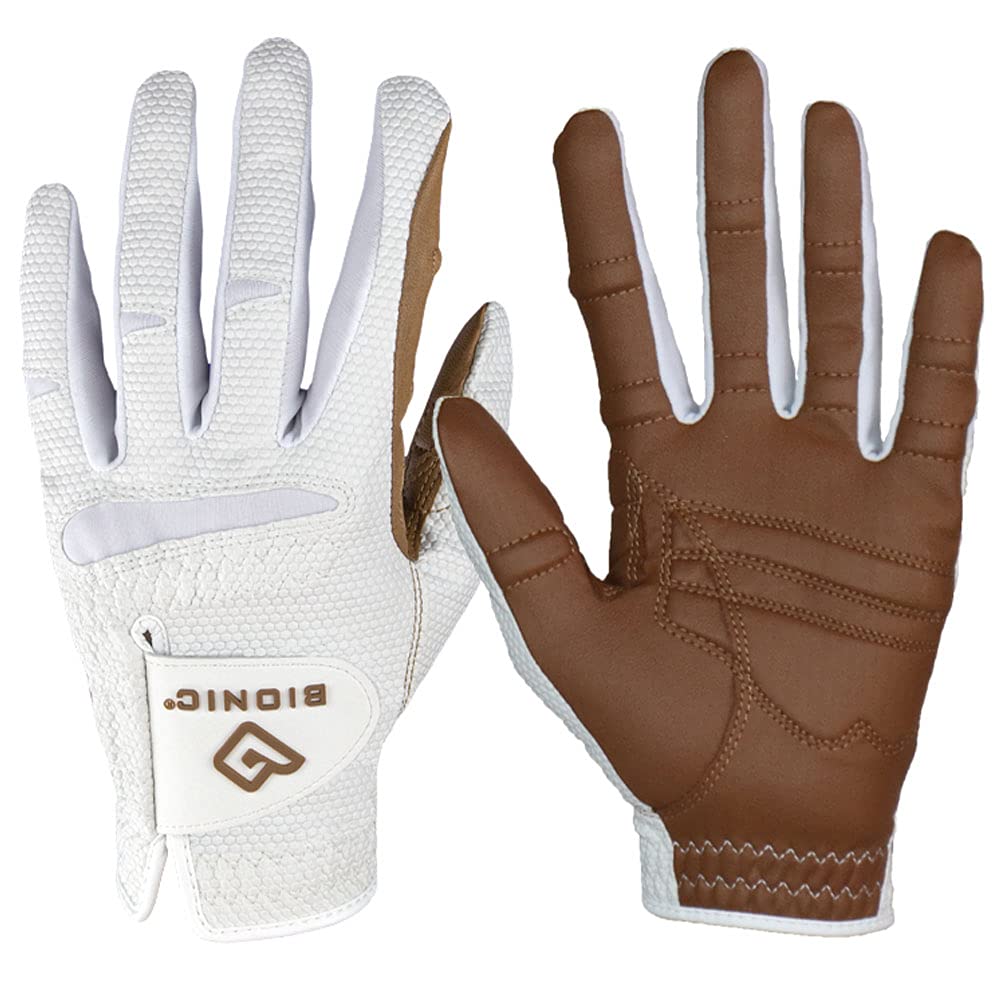 BIONIC GLOVE New Improved 2X Long Lasting Women's RelaxGrip Golf Glove with Patented Double-Row Finger Grip System (Medium - Worn on LH)