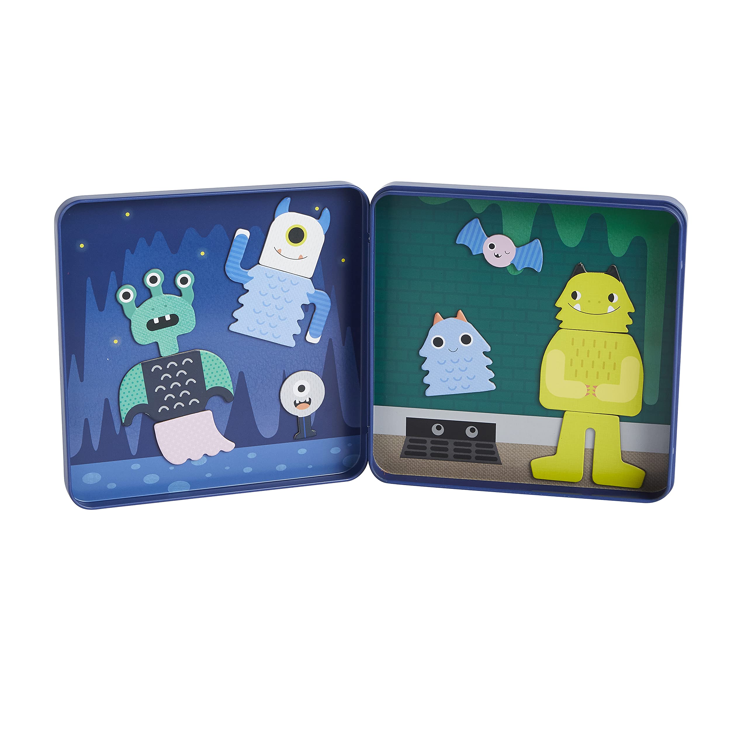 Petit Collage Magnetic Play Set, Monsters – Mix & Match Magnetic Game Board, Ideal for Ages 3+ – Includes 2 Magnetic Scenes and Over 25 Magnet Pieces, Ideal Travel Activity for Kids