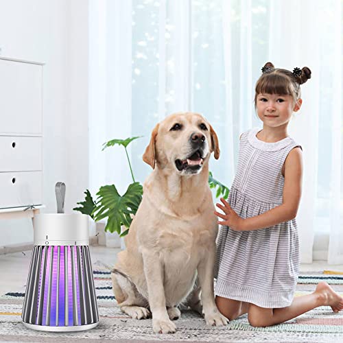 Bug Zapper Mosquito Zapper & Fly Zapper Portable Indoor Bug Zapper LED Fly Trap Electronic Fly Zapper Indoor Mosquito Trap Ideal for Fly Traps Indoors Super-Fast Electric Bug Zapper(White)
