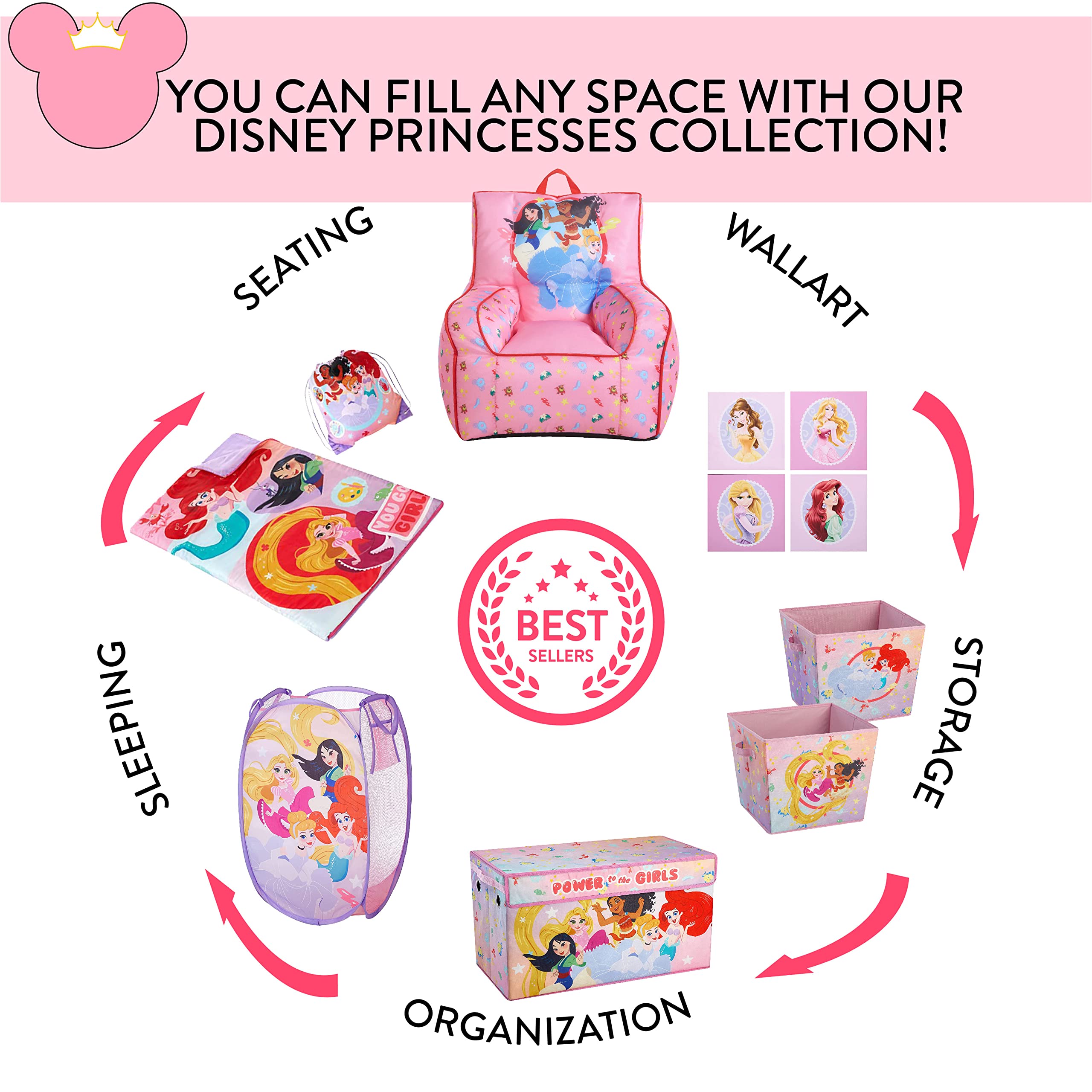 Disney Princess Slumber Bag Set Multicolor, 26x46
