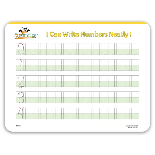 Channie’s Visual Dry Erase Neat Numbers Hard Board for Pre-K, Kindergarten & Elementary School Students, Handwriting Practice