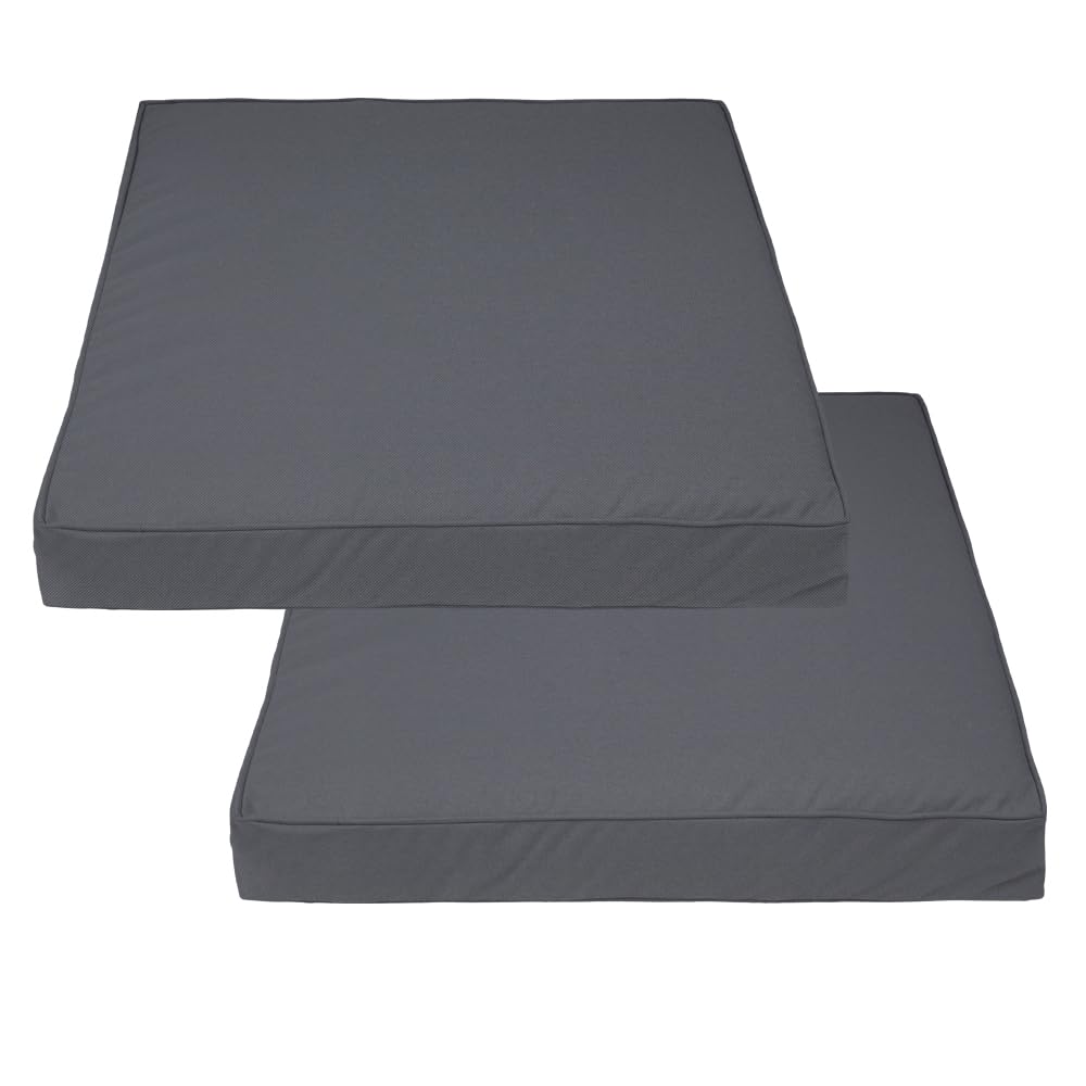 Covers & All Square Outdoor Patio Cushion Covers for Furniture, Armchair, Water, Tear & UV Resistant PU Coated Polyester Slipcover with Zippers (Pack of 2) (32" L x 32" W x 4" Thick, Charcoal Gray)