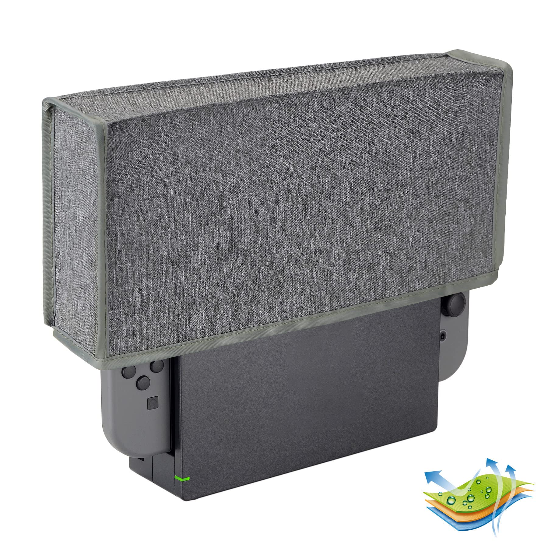 PlayVital Gray Nylon Dust Cover, Soft Neat Lining Dust Guard, Anti Scratch Waterproof Cover Sleeve for Nintendo Switch & Switch OLED Charging Dock