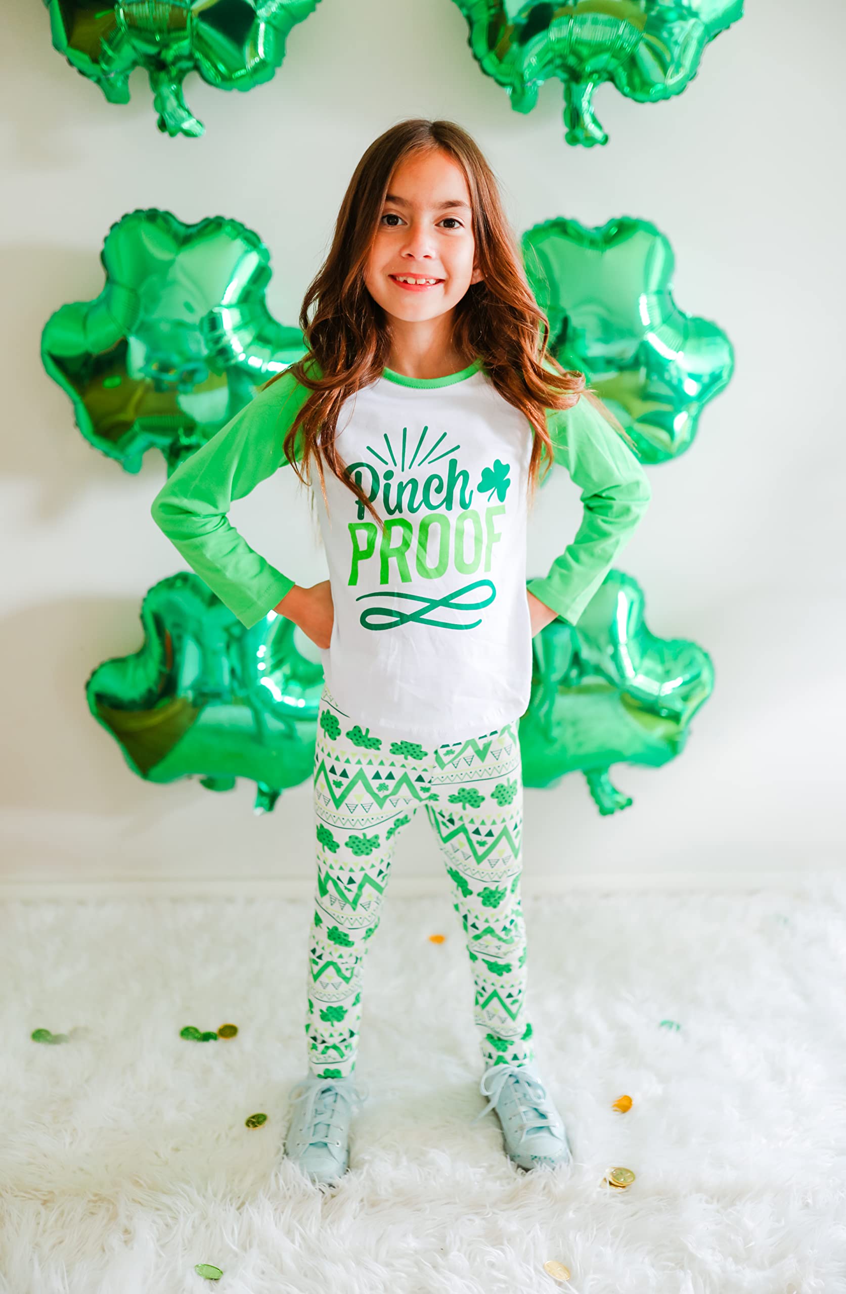 Unique Baby Girls St Patrick's Day Pinch Proof Legging Set (7/XXL, Green)