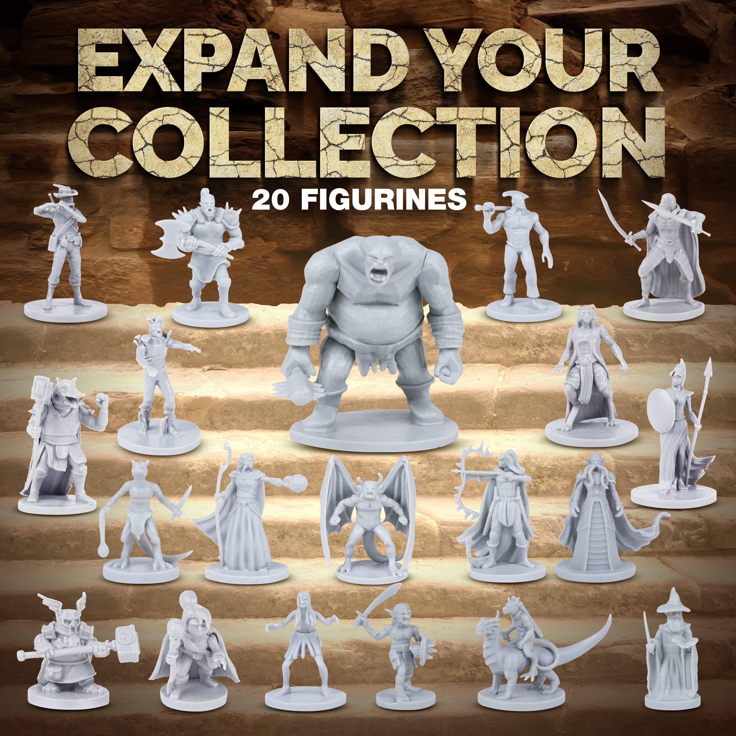 Path Gaming 20 Unique Fantasy Tabletop Miniatures for Dungeons and Dragons Miniatures. 28MM Scaled 20 Unique Designs, Bulk Unpainted Miniatures, Great for D&D Miniatures
