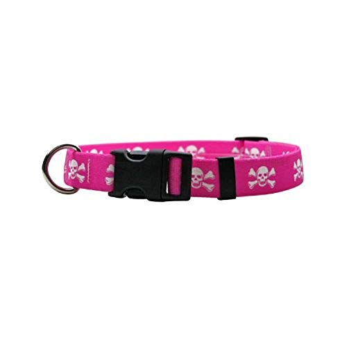 Yellow Dog Design Standard Easy-Snap Collar, Pink Skulls, Medium 14" - 20" (1" Wide), (PSK105)