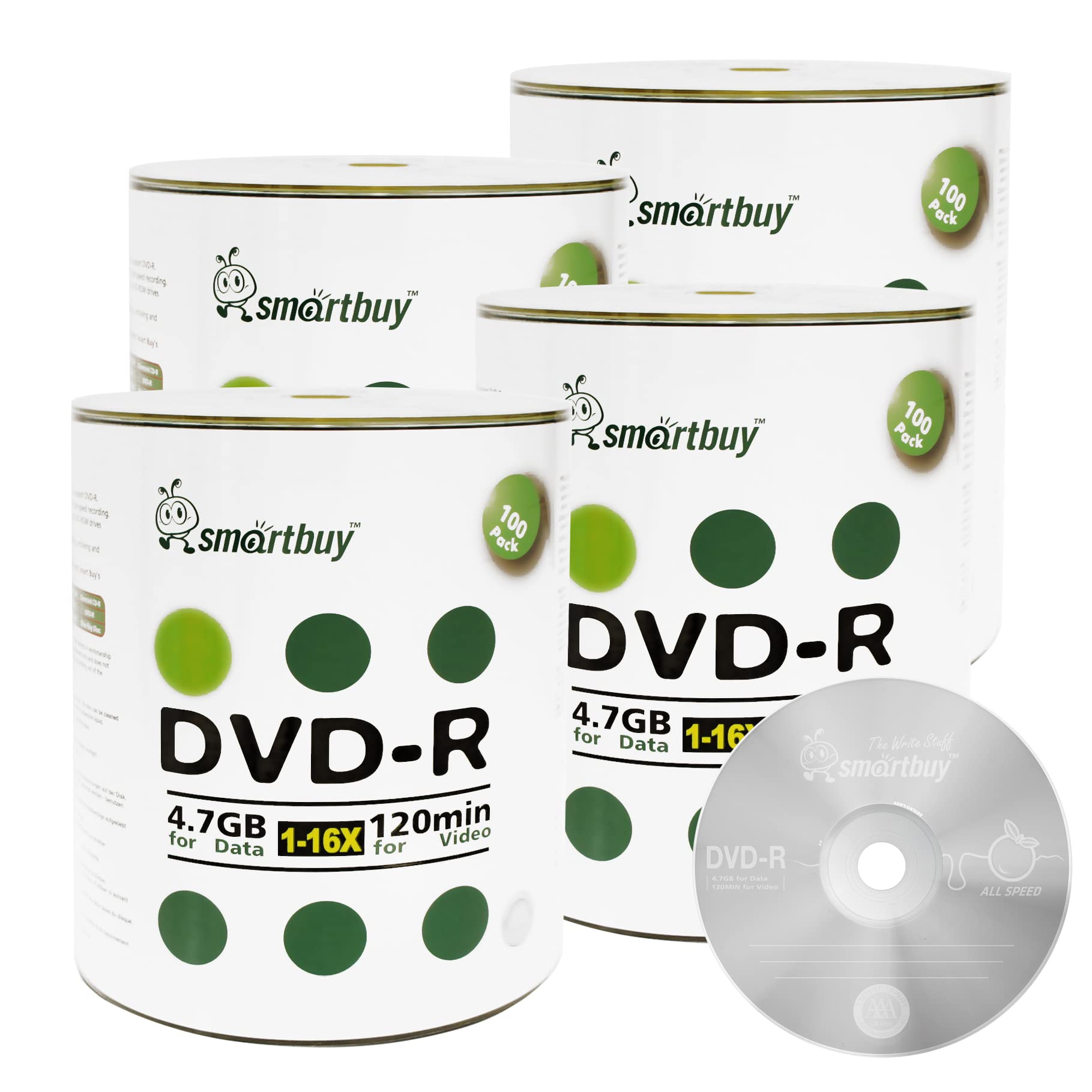 Smart Buy 400 Pack DVD-R 4.7gb 16x Logo Blank Data Video Movie Recordable Disc, 400 Disc 400pk