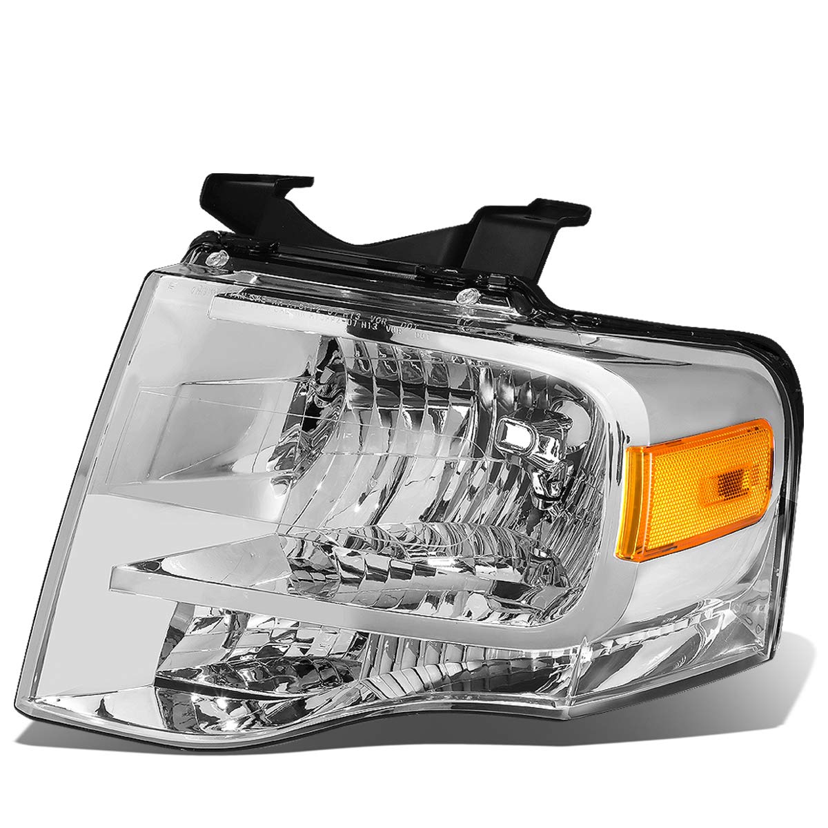 Auto Dynasty FO2503226 OE Style Passenger/Right Side Chrome Housing Headlight Lamp Compatible with Ford Expedition 07-14