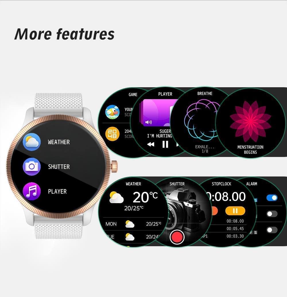 Women Smart Watch Man Heart Rate Blood Pressure,Step Counting,Information Call Reminder Health Monitor,White