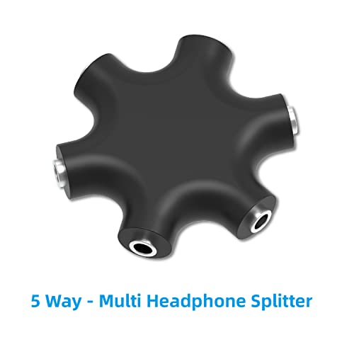 EBEETECH 3.5mm Multi Headphone Audio Splitter 5-Jack Female Connector Adapter with 3.5mm Stereo Cable 20cm & 100cm, 3-in-1Pack