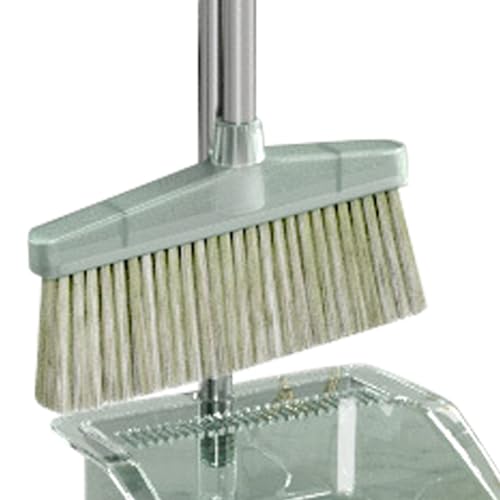 Broom Dustpan Set Cleaning Tool Dust Pan Long Handle Broom Brush Kit Home Bedroom (Green)