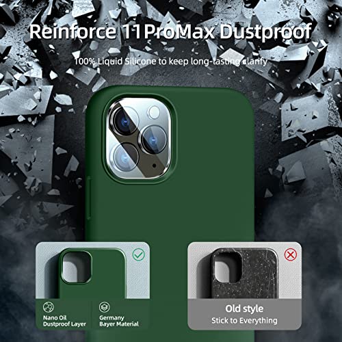 Dssairo [5 in 1 for iPhone 11 Pro Max Case, with 2 Pack Screen Protector + 2 Pack Camera Lens Protector, Liquid Silicone Ultra Slim Shockproof Protective Phone Case [Microfiber Lining] (Alpine Green)…
