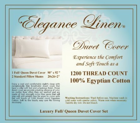 Elegance Linen Wrinkle-Free- 1200 Thread Count Egyptian Quality 3pc Duvet Cover Set, Solid, Full/Queen, Light Brown/Taupe