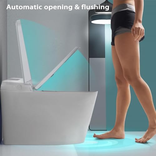 Auto Open/Close Lid Smart Toilet Bidet with Built-in Tank, Auto Flush & Wash, Elongated Heated Seat, Adjustable Water Temperature, and LED Light (1.28GPF)
