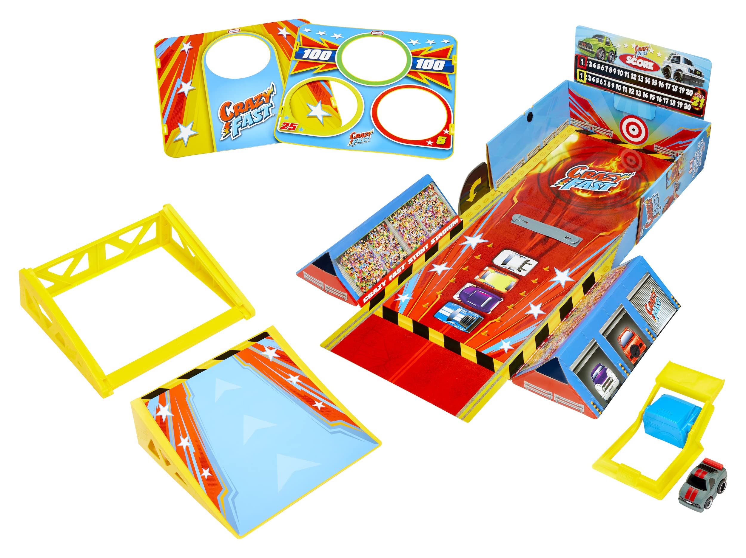 Little Tikes® My First Cars™ Crazy Fast™ 4-in-1 Dunk’n, Stunt’n, Game’n Set with one Exclusive Pullback Toy Car Vehicle, Goes up to 50ft!