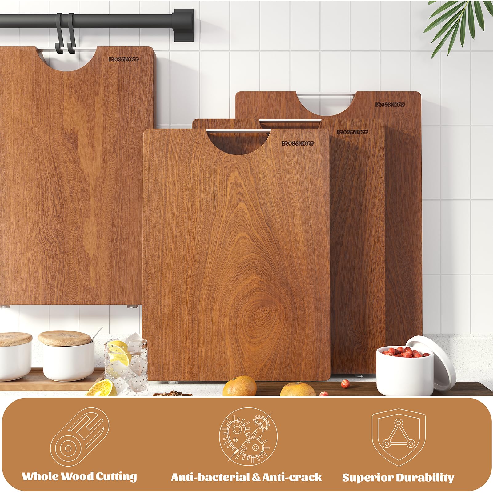 Brosisincorp Real Solid Sapele Wood Cutting Board One Piece No Glue Non Toxic All Whole Single Wood Butcher Block Thick Hard Wood Heavy Duty Edge Grain (X-large, 17.71"L*11.81"W*1.18"Th)