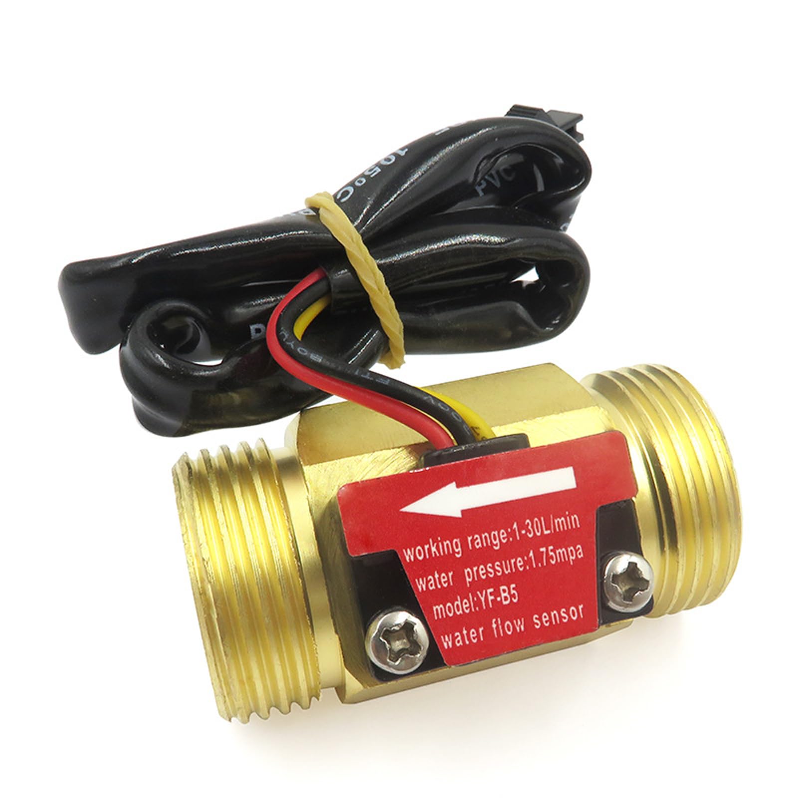 GREDIA G3/4" Male Thread Brass Water Flow Sensor Switch Hall Effect Liquid Flowmeter Fluidmeter Counter BSP 1-30L/Min(50mm in Total Length)