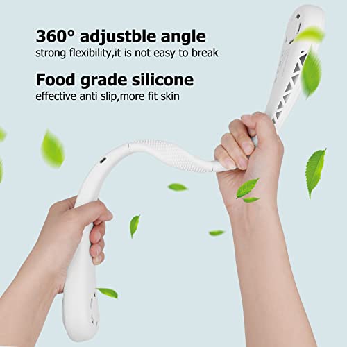 CHHID Rechargeable Portable Neck Fan, 3 Speeds Hands Free Bladeless Fan, 360°Cooling and Quiet Neck Air Conditioner, Adjustable USB Powered Personal Fan, Leafless No Hair Twisting