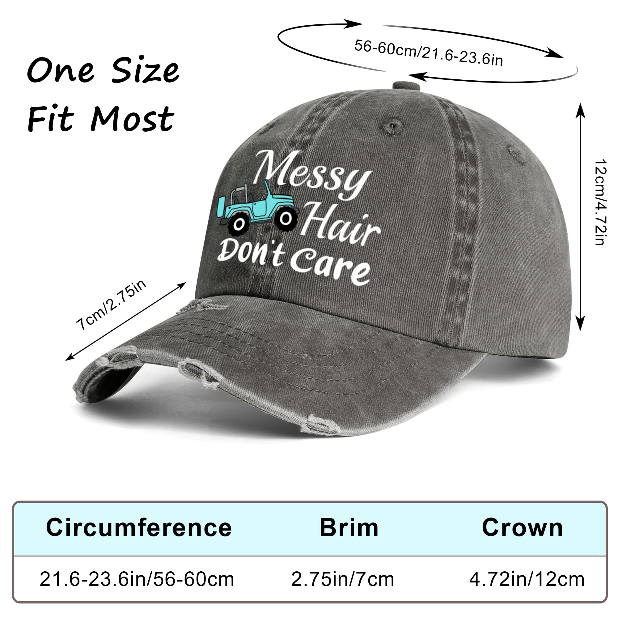 Birsppy ATAZUA Iwtazvu Messy Hair Don't Care Hat for Women - Distressed Low Profile Unstructured Baseball Cap Dad Hat