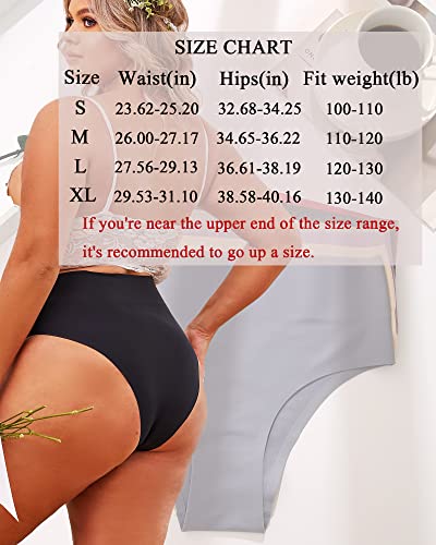 FINETOO High Waisted Underwear for Women Seamless Panties Bikini High Cut No Show Sexy Cheeky Panties 6 Pack