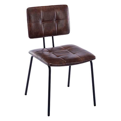 Duhome PU Leather Dining Chairs Set of 2, Breathable Faux Leather Upholstered Kitchen Chairs with Backrest, Metal Dining Chair Suitable for Dining Room Kitchen Counter Island Bar, Darkbrown