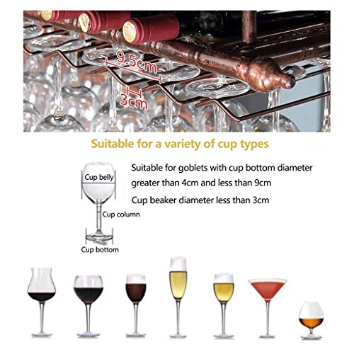 Ceiling Craft Wine Glass Stylish Simplicity Rack Vintage Wrought Iron Inverted Goblet Rack Simple Display Wine Glass Bracket Adjustable Height Bar Floating Wine Rack (Bronze 120 * 30Cm), PIBM, Blac