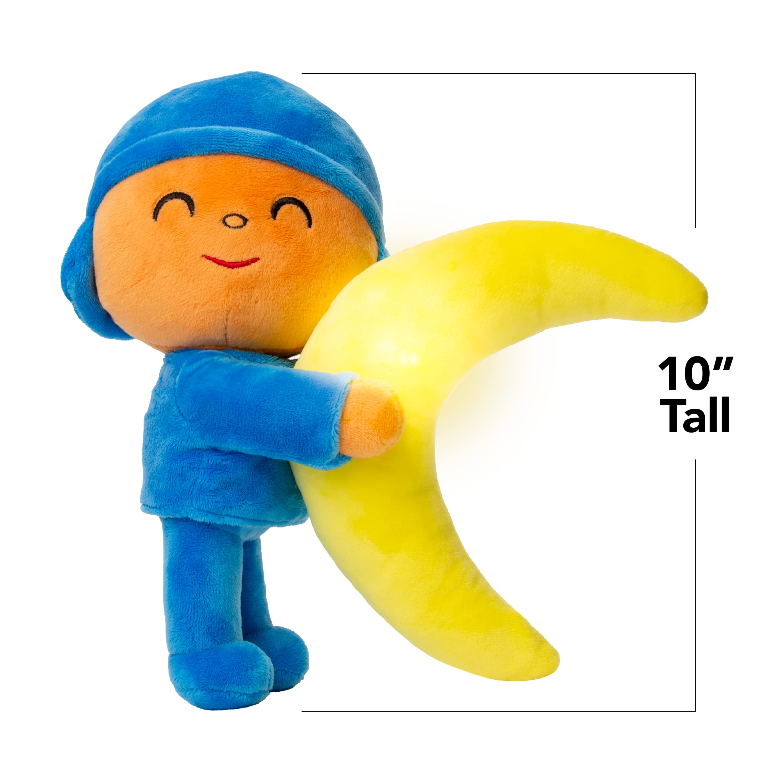 Pocoyo Light Up Plush - Acts as a Night Light and Sleep Soother - for Toddlers, Girls and Boys - Officially Licensed Light Up Doll - Preschool Leaning Plush Bedtime (Light Up Moon Plush)