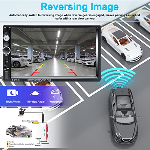 Double Din Car Stereo 7β Touch Screen Car Radio with Bluetooth Backup Camera FM Radio Receiver USB AUX Auto radio TF Card Input Audio Video MP5 MP4 MP3 Player Car Multimedia Player Support Mirror Link