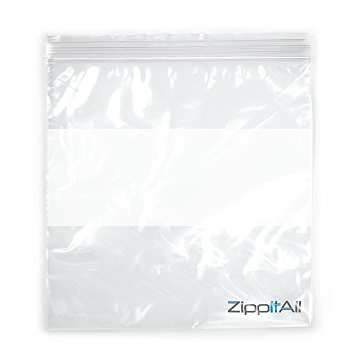 ZipItAll Quart Zip Top Resealable Plastic Writable Zipper Freezer Food Bags (500), 2 mL
