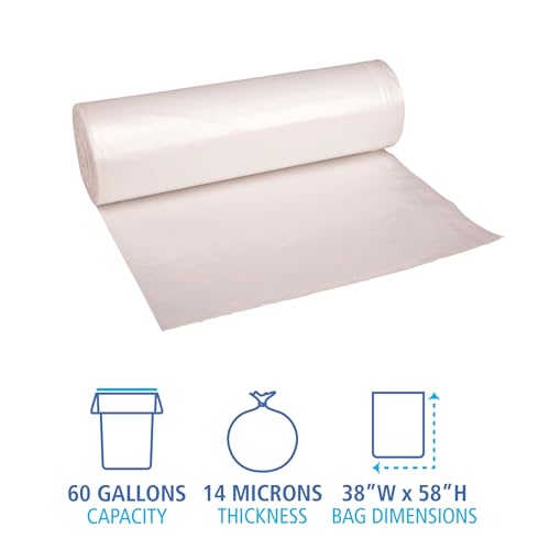 Boardwalk V7658HNKR01 38 in. x 58 in. 60 gal. 14 microns High-Density Can Liners - Natural (200/Carton)