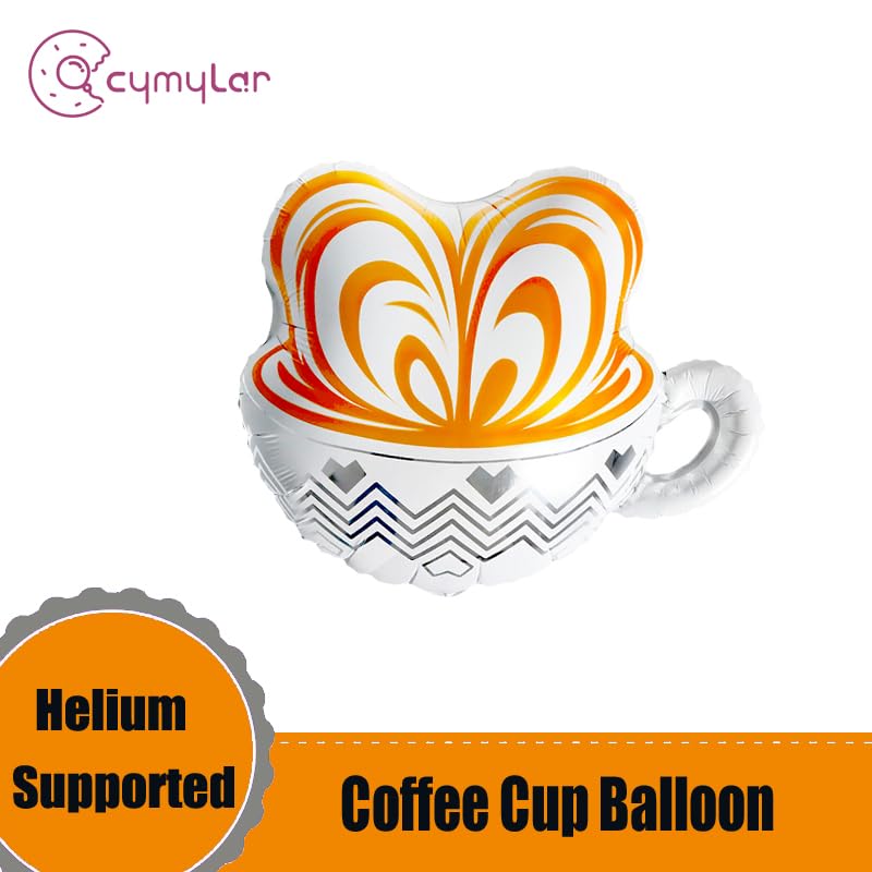 CYMYLAR 5Pcs Green Star Coffee Balloons and Coffee Cup Balloons for Coffee Lovers Party Decorations Coffee Birthday Decorations Coffee Decorations for Coffee Bar