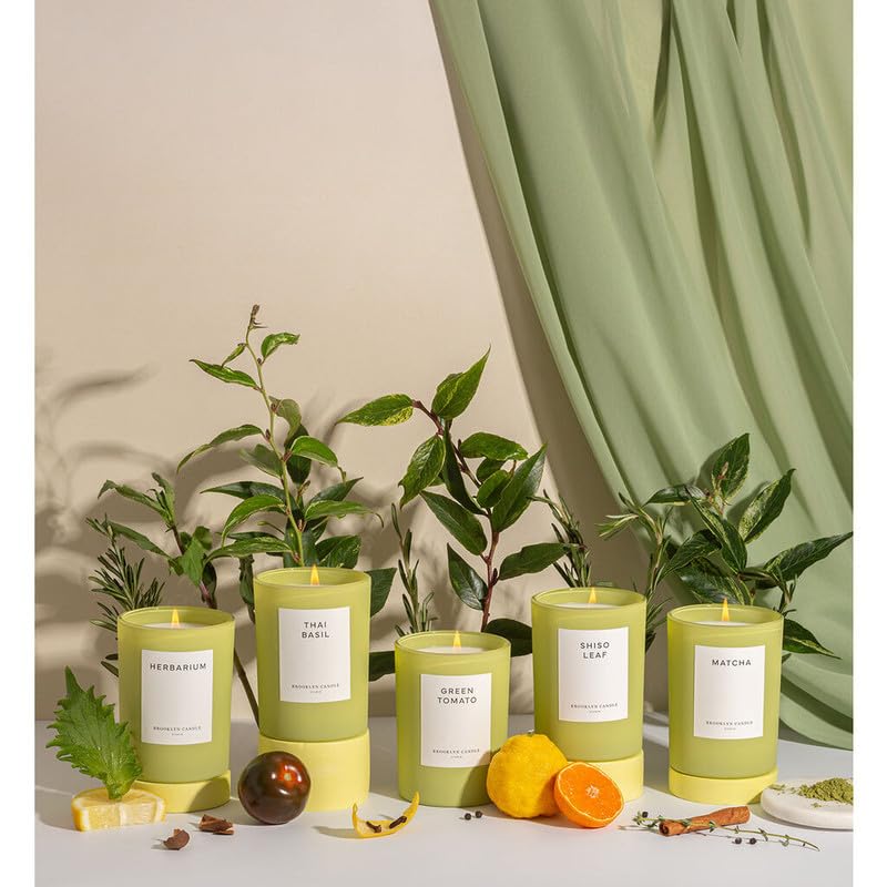 Brooklyn Candle Studio Green Tomato Summer Candle - Luxury Scented Candle, Vegan Soy Wax, Hand Poured in The USA, 70 Hour Slow Burn Time - 10oz