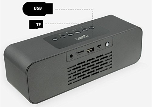 Portable Bluetooth Stereo Speaker, with 2x5W Acoustic Drivers, Dual Subwoofer, FM Radio, Handsfree Speakerphone, Slots for Micro SD Card, USB and AUX-in, for Smart Phone, MP3, MP4, iPad, Tablet