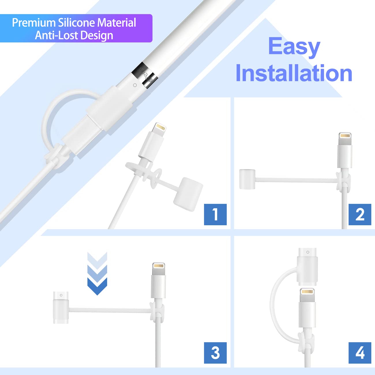 Hiicopa Charger Adapter Compatible with Apple Pencil 1st Generation, Female to Female Charging Connector for iPad Pen 1st Gen - 2 Pack