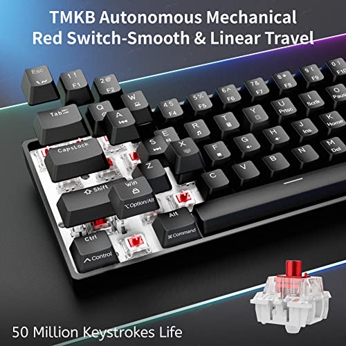 DIERYA 60% Mechanical Keyboard, DK61se Wired Gaming Keyboard with Red Switches,LED Backlit Ultra-Compact 61 Keys Mini Office Keyboard for Windows Laptop PC Gamer Typist(Black)