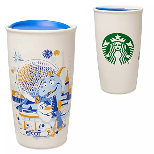 DisneyParks Exclusive - Ceramic Coffee Mug - Starbuck's Travel Tumbler - Epcot, white, blue, green, purple