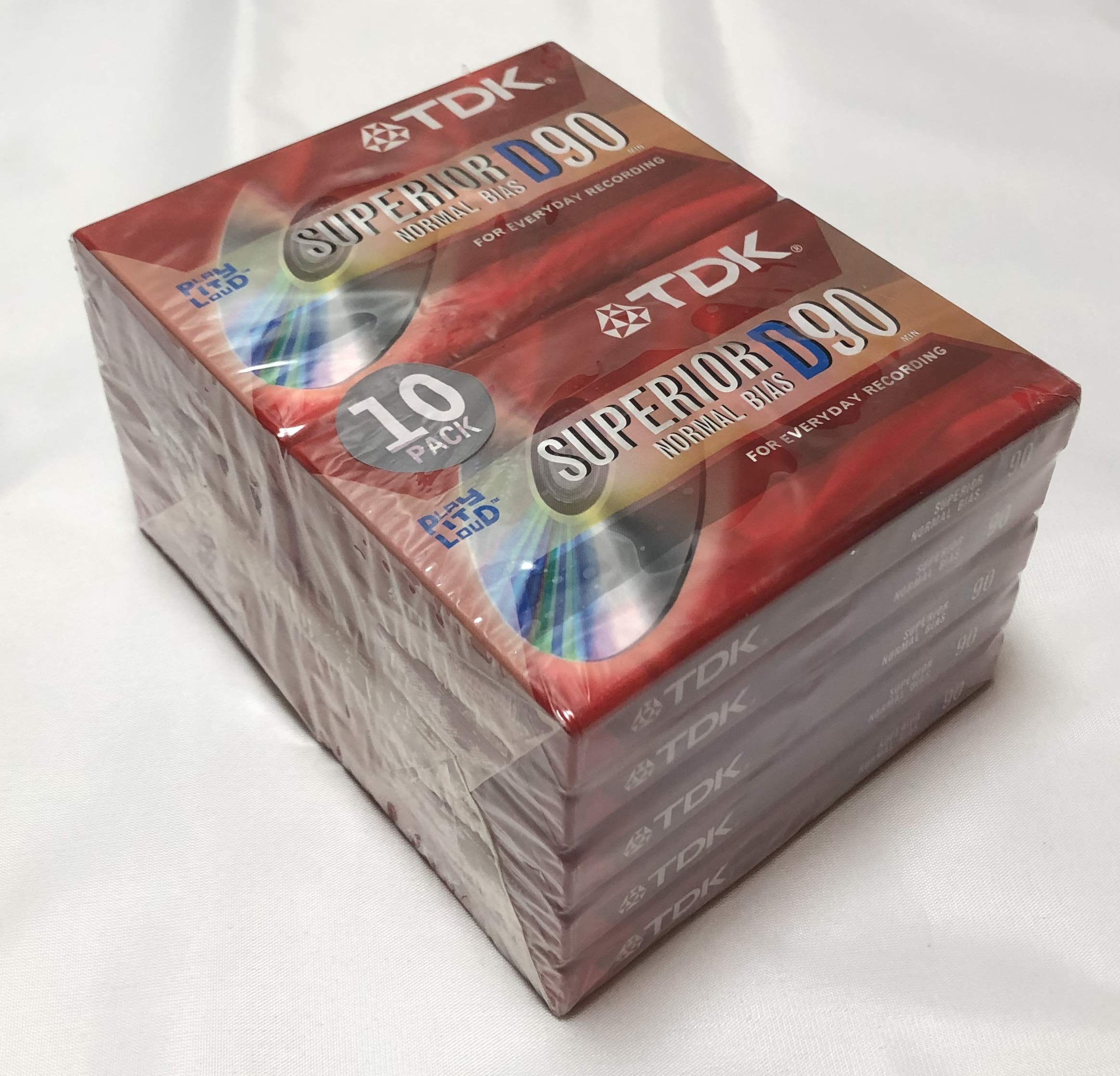 TDK Superior Blank Audio Cassette Tapes (10 Pack) - Red, IEC I/Type I Normal Bias, 90 Min x20