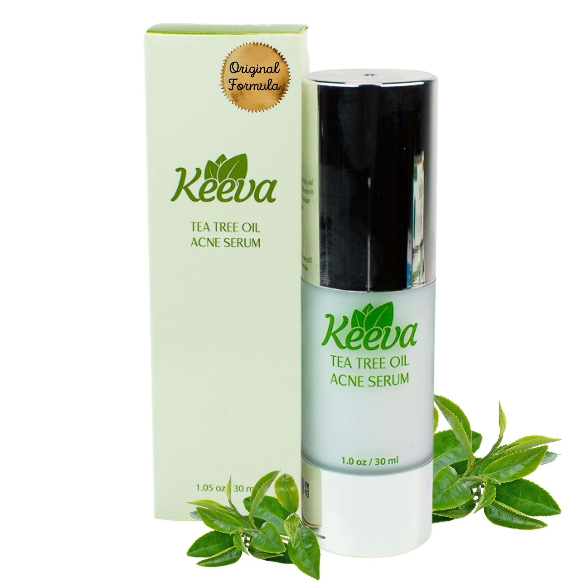 Tea Tree Oil Acne Serum - Perfect for Blemishes, Spots, Scars, Bacne, Pimples, Blackheads, Whiteheads with Natural & Organic Ingredients - by Keeva Organics