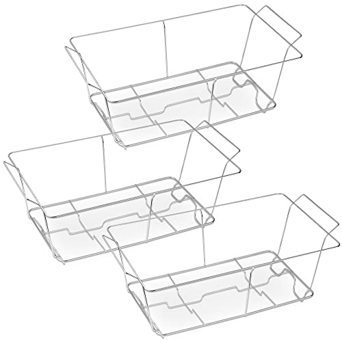 Disposable Chafing Dish Buffet Set Food Warming Trays - Buffet Set Trays Food Warmers for Parties & Events - Replacement Chafing Dishes for Catering (3 Wire Racks)