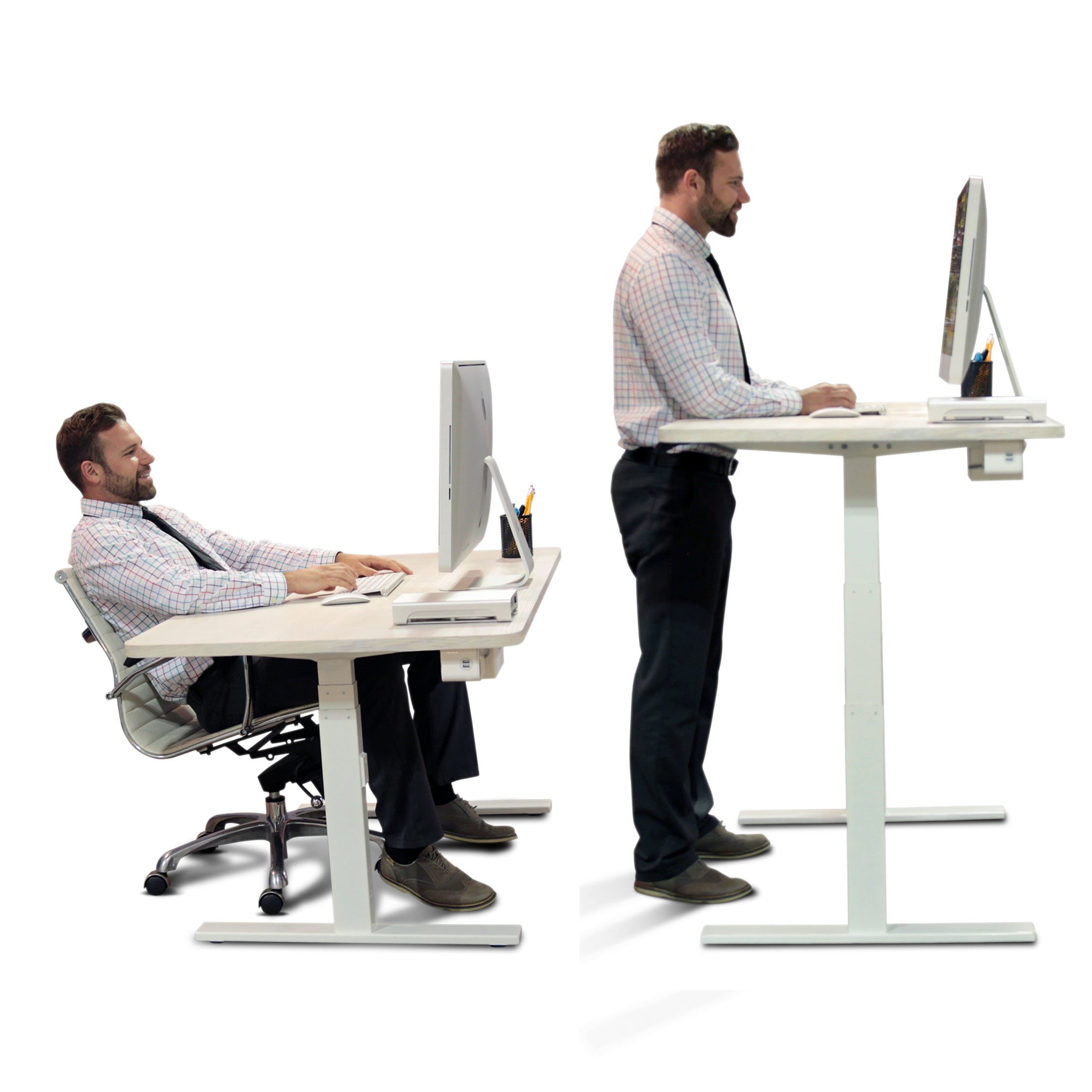Autonomous Edition Smart Hybrid Dual Motor Electric Standing Desk Frame Classic Top, 28" - 47" Height Range, 39" - 70" Length Range, White-Bamboo