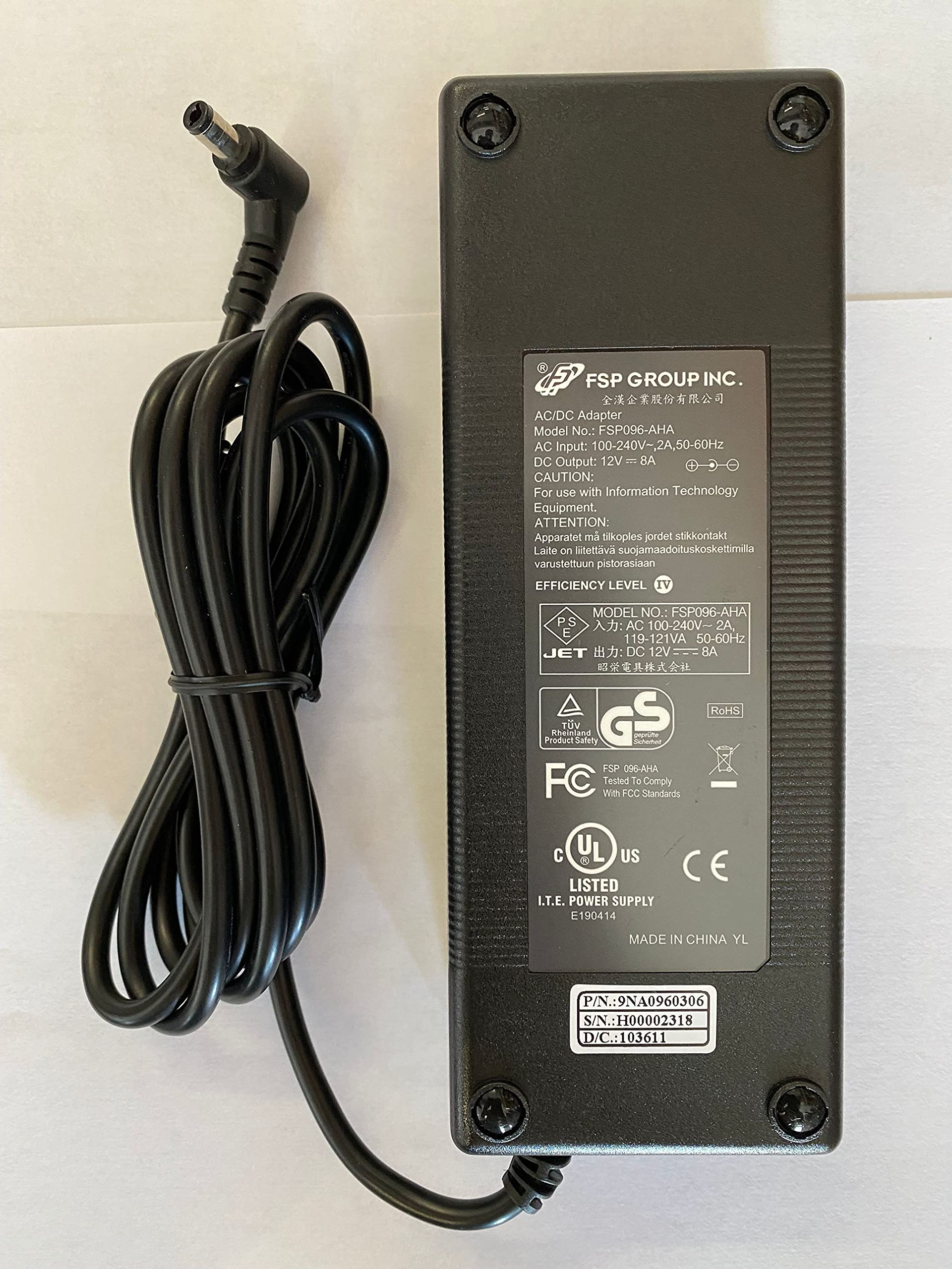 Original FSP 12V UL AC/DC Adapter Compatible with Symbol CRD9000 CRD9000-1001SR CRD9000-1000 Motorola Slot Barcode Scanner Zebra Charging Dock Cradle 12VDC 9A Power Supply Cord PS Battery Charger PSU